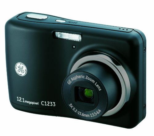 GE C1233 12MP Digital Camera with 3X Optical Zoom and 2.4 Inch LCD with Auto Brightness (Black)