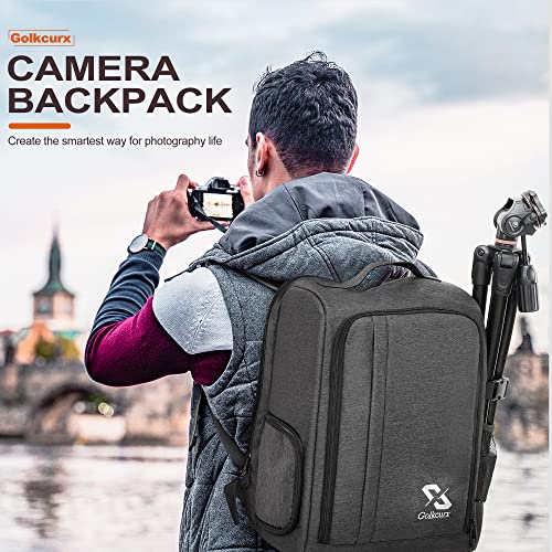 Golkcurx Camera Bag for DSLR/SLR Cameras,Camera Backpack Waterproof for Photographers Dark Grey S