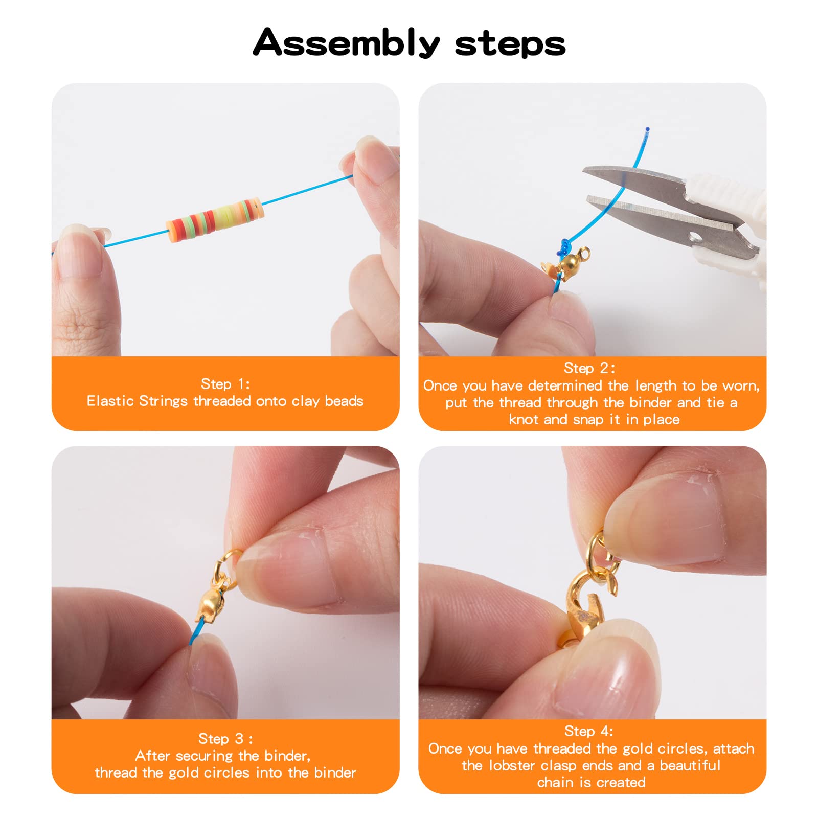 Maxzola inc. Clay Beads for Jewelry Bracelet Necklace Making Kit, 12870 Pcs Flat Round Polymer Clay Beads with Elastic Strings Pendant Charms Kit