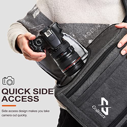 Golkcurx Camera Bag for DSLR/SLR Cameras,Camera Backpack Waterproof for Photographers Dark Grey S