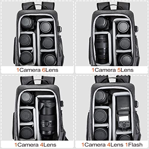 Golkcurx Camera Bag for DSLR/SLR Cameras,Camera Backpack Waterproof for Photographers Dark Grey S