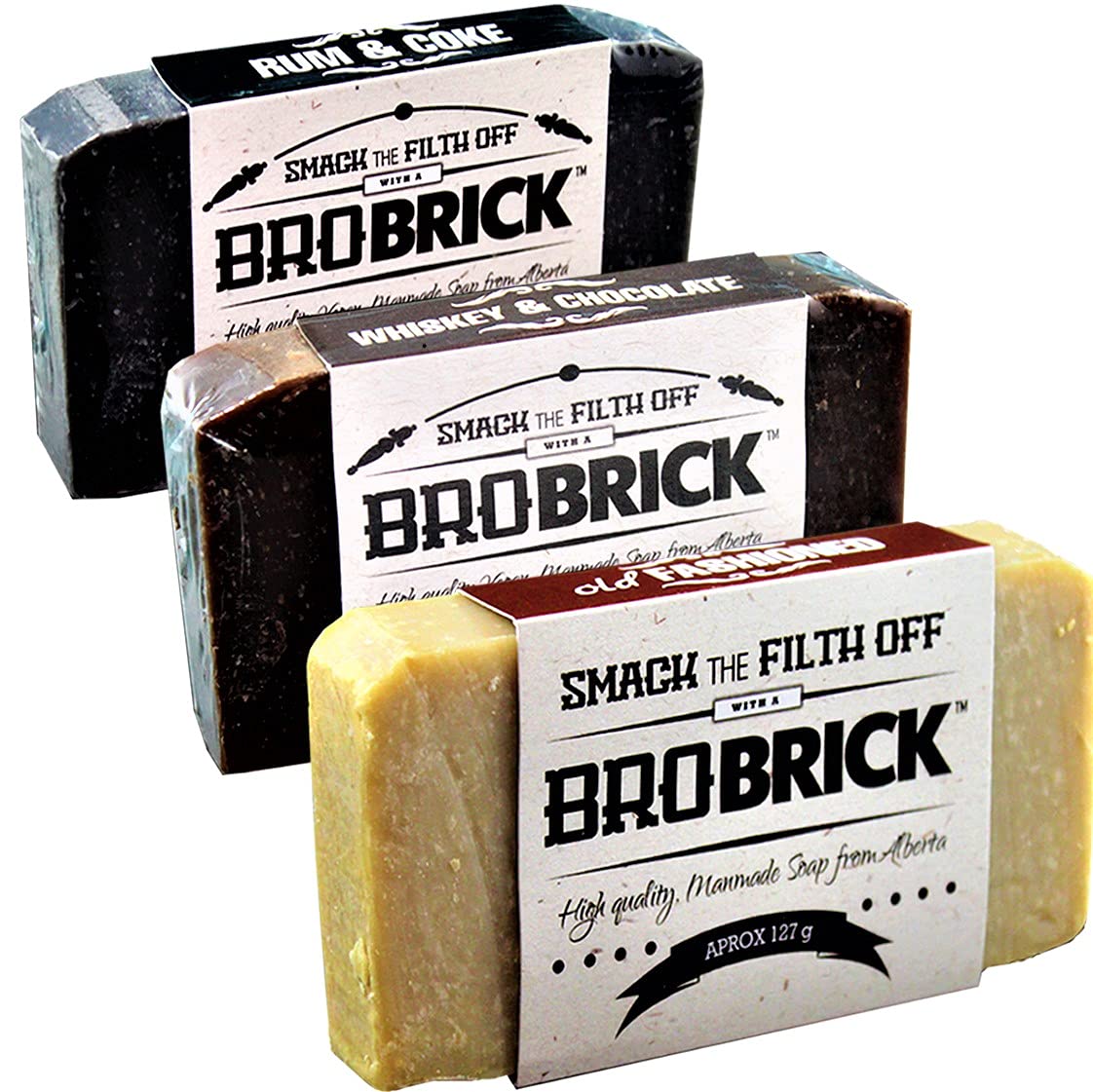 BRO BRICK VEGAN SOAP FOR MEN, BAR MIXOLOGY TRIO THREE PACK - RUM & COKE, OLD FASHIONED, WHISKEY CHOCOLATE - 100% VEGAN ALL NATURAL ECO FRIENDLY SOAP FOR ALL MEN | VEGAN MAN SOAP | BODY WASH | BEARD TREATMENT