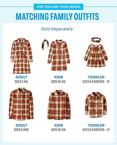 The Children's Place,Long Sleeve Plaid Fall Fashion Dress,HAY Stack,Small (5/6)