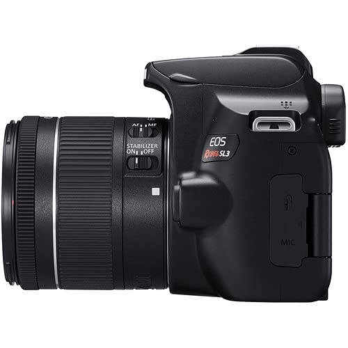 Canon EOS Rebel SL3 DSLR Camera with 18-55mm Lens (Black) (3453C002) + 64GB Memory Card + Case + Card Reader + Flex Tripod + Hand Strap + Cap Keeper + Memory Wallet + Cleaning Kit (Renewed)