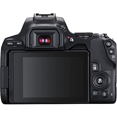 Canon EOS Rebel SL3 DSLR Camera with 18-55mm Lens (Black) (3453C002) + 64GB Memory Card + Case + Card Reader + Flex Tripod + Hand Strap + Cap Keeper + Memory Wallet + Cleaning Kit (Renewed)