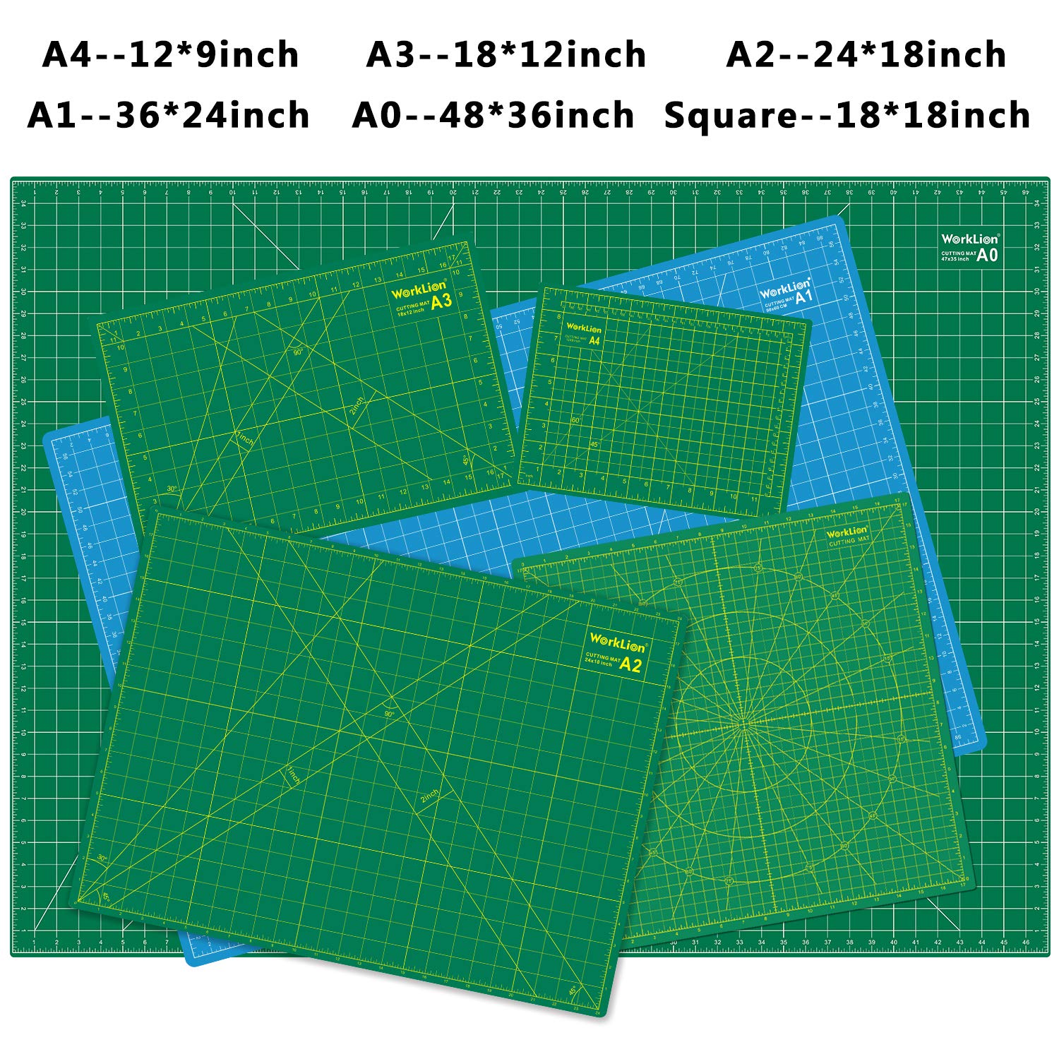WorkLion 36" x 48" Self Healing Cutting Mat: Double sided 5-Ply Non-Slip - Professional for Scrapbooking & Quilting & Sewing & Arts & Crafts Project (Green)…