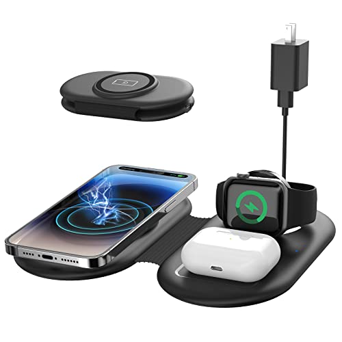 đđđđ đđđ° Foldable Wireless Charger, Hicevaiy 3 in 1 Magnetic Charging Pad for Apple Multiple Devices Compatible with iWatch 8/SE/7/6/5/4/3/2, iPhone 14/13/12 Pro/Max, AirPods 3/2/ProďźBlackďź