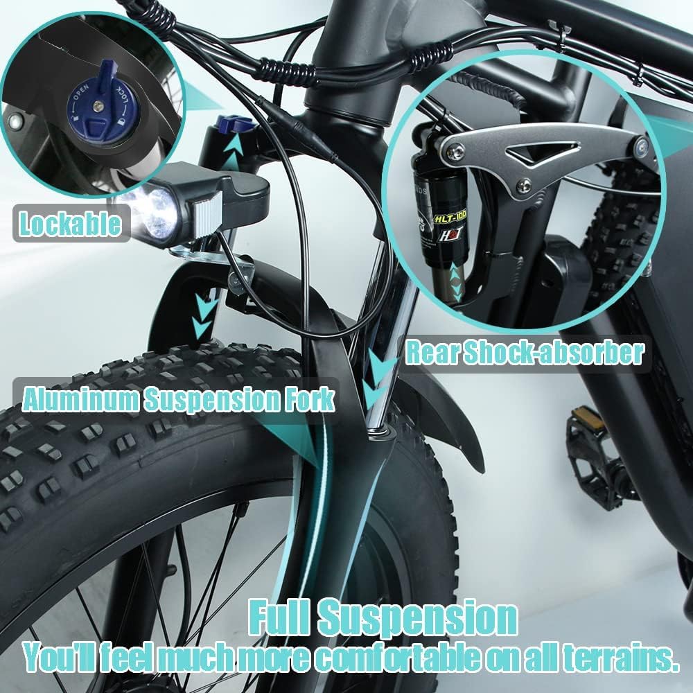 StudentsZone SMLRO V3 Adults Electric Bike, 2000W Dual Motor 48V 22Ah Ebike, 82NM Torque 35MPH Electric Bicycles Shimano 7 Speed with 26" MTB for Trail Riding Excursion Commute (White)