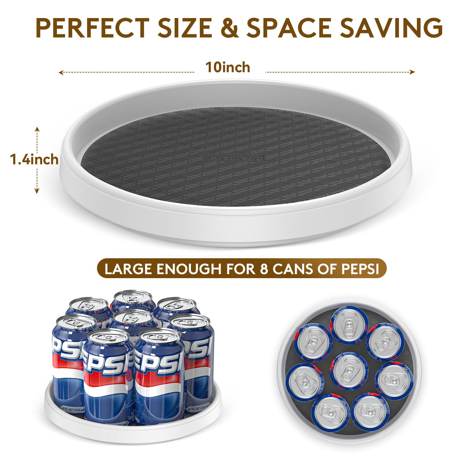 Pretireno Lazy Susan Turntable 2 Pack , Non-Skid Lazy Susan Organizer 10 Inch for Cabinet, Pantry, Kitchen, Countertop, Vanity Display Stand White/Gray