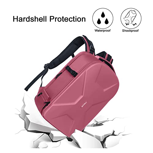 MOSISO Camera Backpack, DSLR/SLR/Mirrorless Photography Camera Bag 15-16 inch Waterproof Hardshell Case with Tripod Holder&Laptop Compartment Compatible with Canon/Nikon/Sony, Dusty Rose