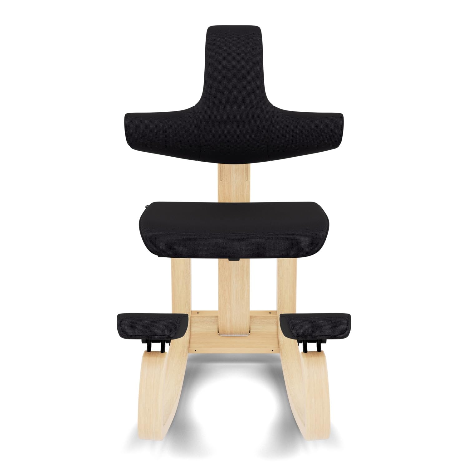 Varier ThatSit Balans Adjustable Ergonomic Kneeling Chair with Backrest (Black Revive Fabric with Natural Base)