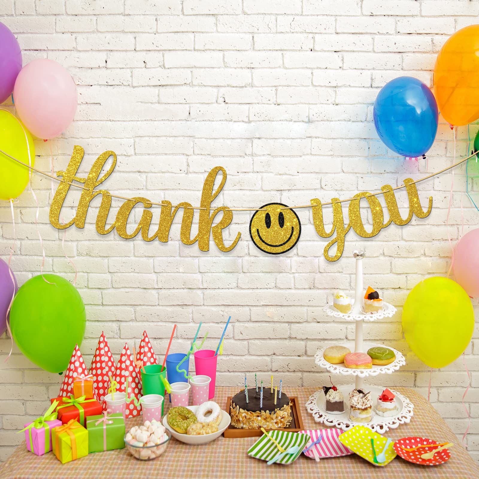 Thank You Banner Gold Glitter, Bachelorette Wedding Bridal Shower Party Decorations, Thanksgiving Day Decorations