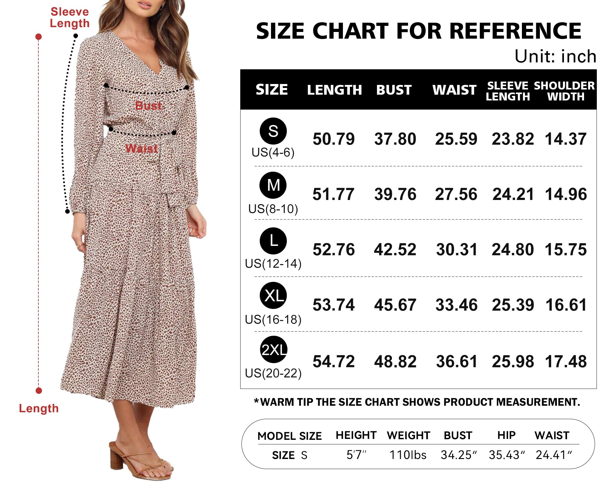 PRETTYGARDEN Womens Fall Long Sleeve Wrap V Neck Ruffle Floral Maxi Dress Casual Tie Waist Boho Chiffon Flowy Long Dresses(Apricot,Medium)