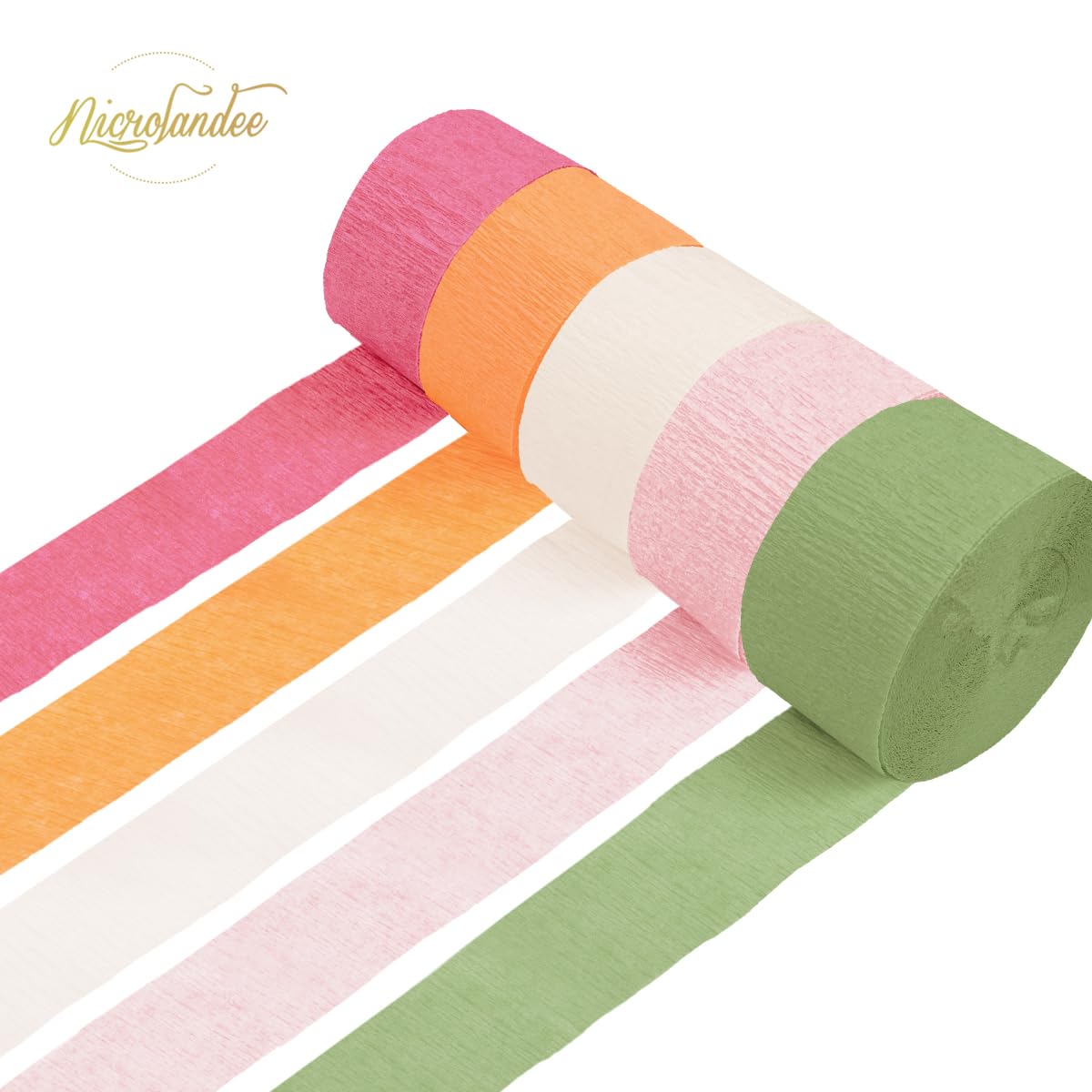 NICROLANDEE 5 Rolls Pink Red White Crepe Paper Streamers for Wedding, Birthday, Valentine's Day Decorations, Bachelorette, Bridal/Baby Shower, Backdrop or Photo Booth