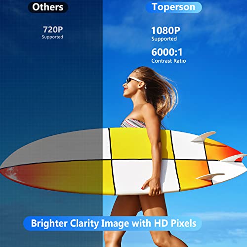5G WiFi Mini Home Projector, Toperson 7000LM 1080P Supported 200" Home Movie Theater Video Projector for iPhone Android Smartphone/TV Stick/HDMI/USB/XBox/PS4/Laptop/Tablet/PC