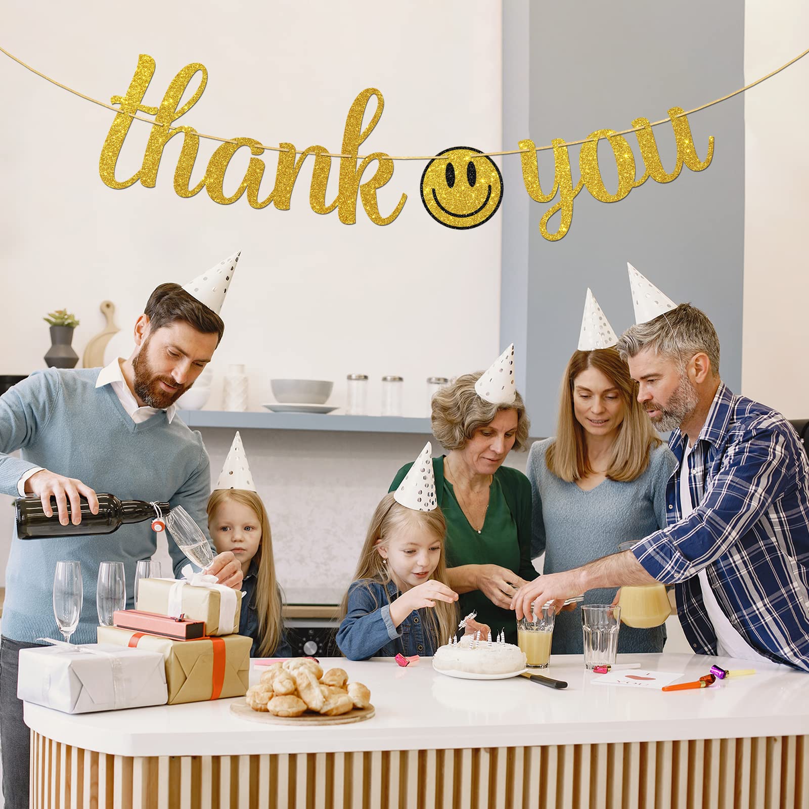 Thank You Banner Gold Glitter, Bachelorette Wedding Bridal Shower Party Decorations, Thanksgiving Day Decorations