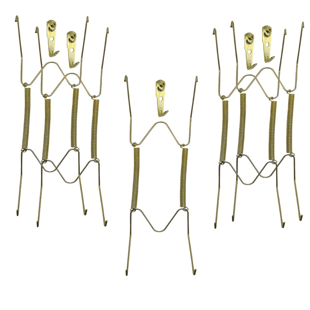 Xinlinke Plate Hangers for The Wall 8 inch Decorative Dish Display Tray Holder with Installation Hooks 5 Pack