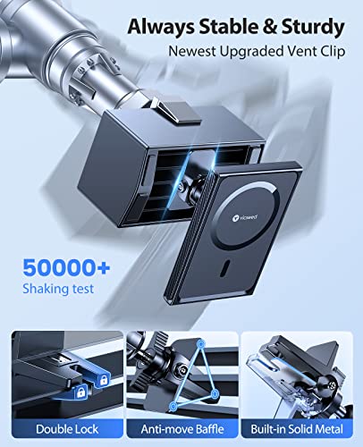VICSEED Upgraded Magnetic Wireless Car Charger [15W Fast Charging] for Magsafe Car Charger [Strongest Magnet Power] Vent Phone Holder Magsafe Car Mount Charger for iPhone 14 13 12 Pro Max Mini Plus