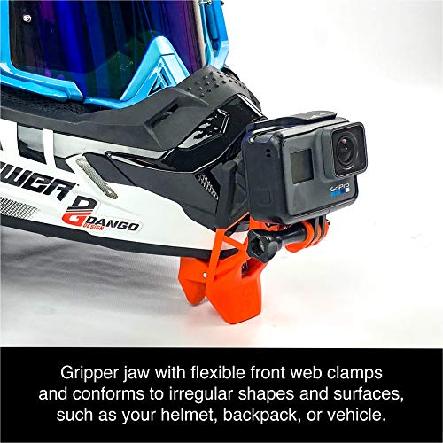 Dango Design Gripper Mount - Universal Clamp Mount for Action Cameras, Use as a Mount on Motorcycle, Powersports Helmets & More - Action Orange