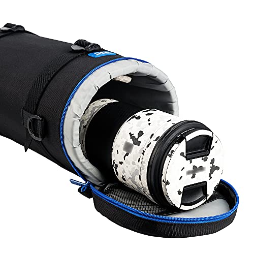 JJC Extra Large Thick Camera Lens Pouch Case for Sony FE 200-600mm Zoom Lens SEL200600G with Reversed Lens Hood & Teleconverte,Camera Lens Carrying Bag Fits Other Lenses Below 5.5 x 14.6(D x L)