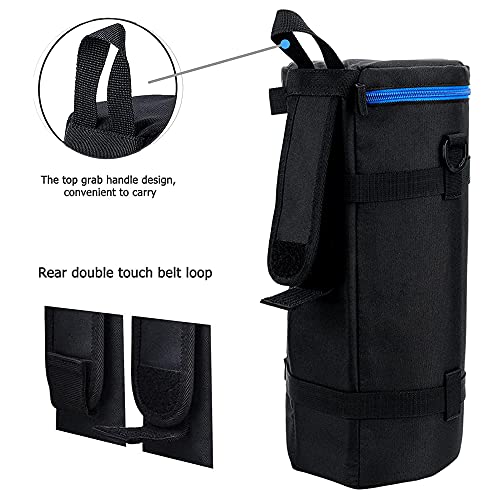 JJC Extra Large Thick Camera Lens Pouch Case for Sony FE 200-600mm Zoom Lens SEL200600G with Reversed Lens Hood & Teleconverte,Camera Lens Carrying Bag Fits Other Lenses Below 5.5 x 14.6(D x L)