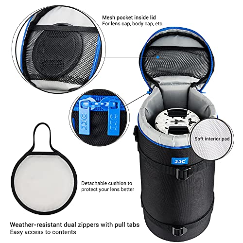 JJC Extra Large Thick Camera Lens Pouch Case for Sony FE 200-600mm Zoom Lens SEL200600G with Reversed Lens Hood & Teleconverte,Camera Lens Carrying Bag Fits Other Lenses Below 5.5 x 14.6(D x L)