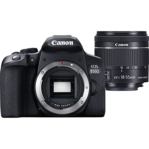 Canon EOS 850D(Rebel T8i) DSLR Camera w/Canon EF-S 18-55mm F/3.5-5.6 Zoom Lens + Case + 1 Sandisk 128GB Memory Card + Flex Tripod + 3pc Filter Kit + Card Reader + Cleaning Kit (Int'l Model), Black