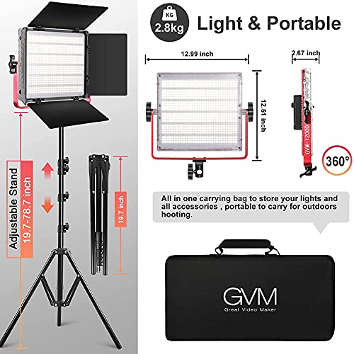 GVM 1200D PRO RGB LED Video Light with 3 Softboxes,50W Video Lighting Kit, 360°Full Color Led Video Lighting Kit with APP Control3 Packs Video Light, 3200K-5600K, Aluminum Alloy Shell, CRI 97