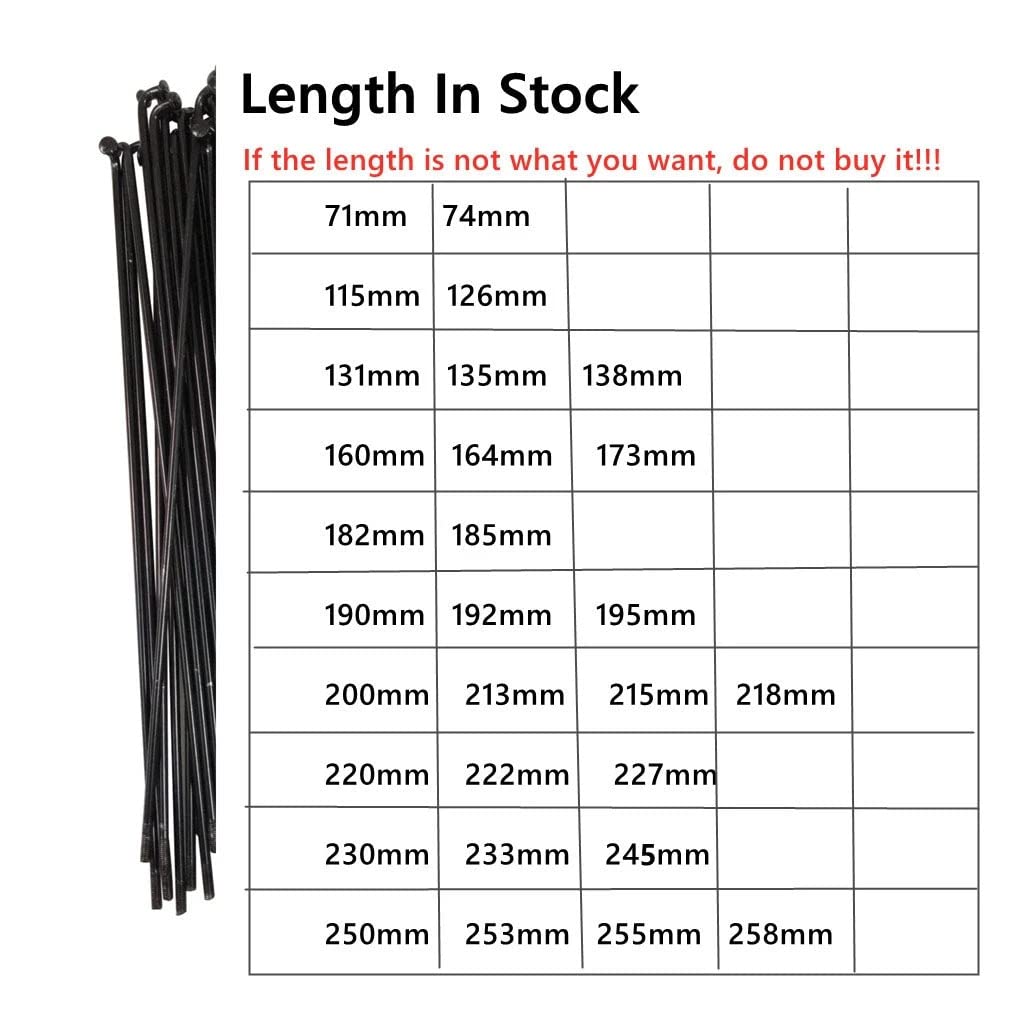 TVLAR Bicycle Steel/Stainless Steel Spokes 10PCS 12G (2.5mm Dia) E-Bike Spokes for MTB/Fat Electric Bicycle or Ebike Front/Rear Wheel Conversion Kit (Color : 115mm)
