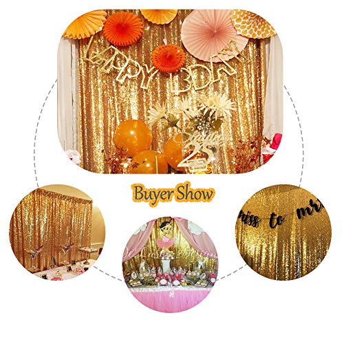 SquarePie Sequin Backdrop Curtain Not See Through Background for Wedding Party 8FT x 8FT Gold