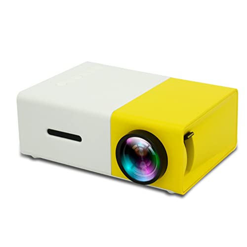 Beamer, Mini Beamer, Mini Projector, Beamer Full HD, Real Color Portable LED Home Theater Projector for Mobile Phone CN Plug AC 220V(Gelb und weiĆ)