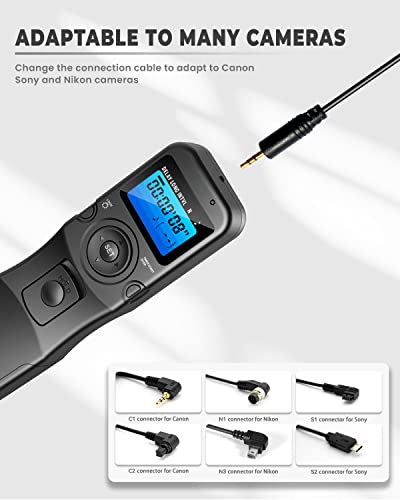 Digital Timer Remote Shutter Release Trigger Intervalometer for Canon EOS Rebel T6 T7 80D 70D 60D 60Da 77D T7i T6i T6s SL2 SL1 T5 T3 T5i T4i T3i T2i EOS R M6 M5 Camerasā¦