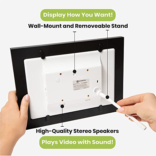 PhotoSpring 10in WiFi Digital Picture Frame, Family Can Send Photos from Anywhere via Email, App, or Web, Easy Touchscreen Setup, 1280x800 Display, Plays Videos, White