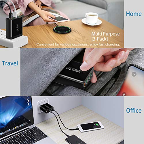 Fast Charging 3.0 Wall Charger, 4-Ports USB Wall Charger, iSeekerKit 3.0 USB Charger with Fast USB Adaptive Adapter Block Compatible for 10W Wireless Charger Galaxy S9 S8 Note 8 9,Tablet,iPhone,Pad