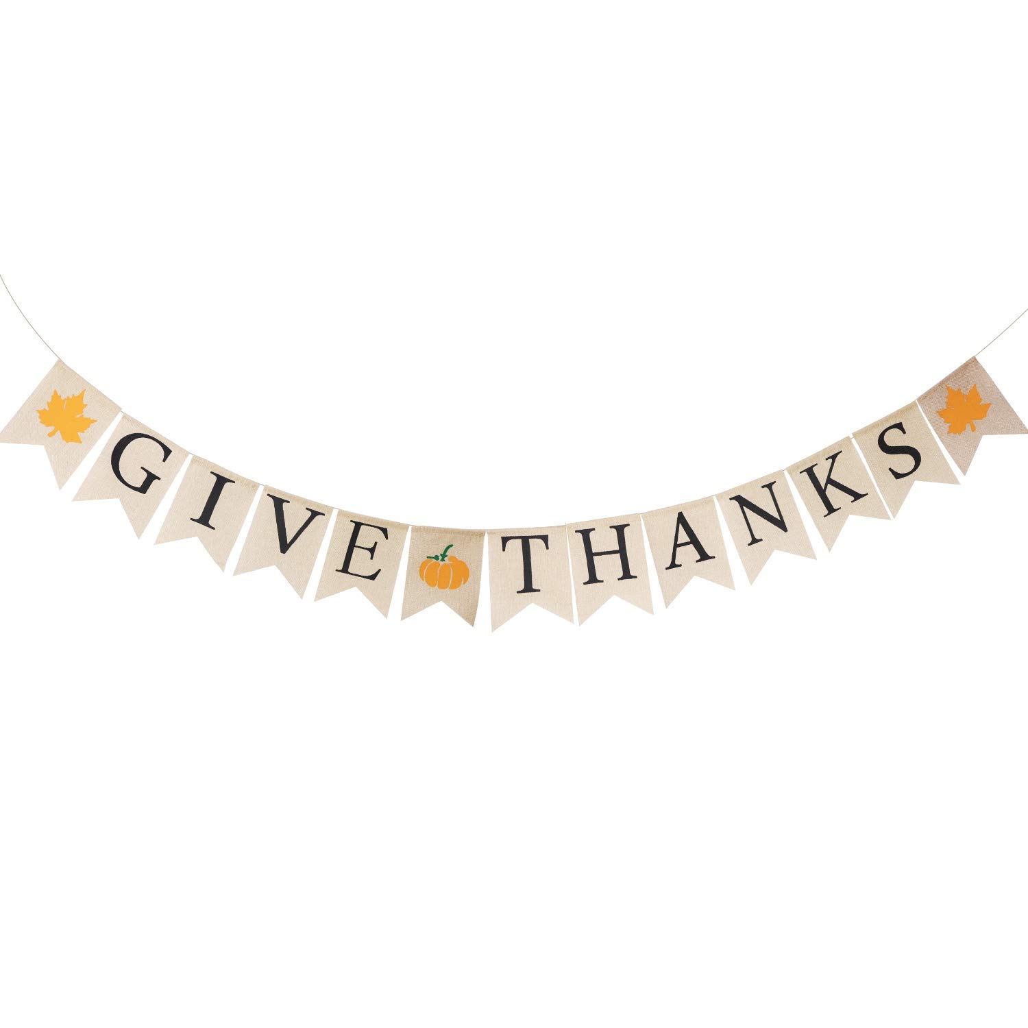 Lulu Home Fall Festive Banner, 6.6 FT Burlap Give Thanks Banner, Harvest Banner Decorations, Fall Party Decor Autumn Sign