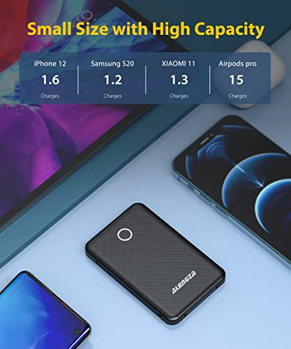 Portable Charger Small Size Built in Cable 6000mAh Power Bank, External Battery Pack Lightweight Backup Charger, Ultra Slim Battery Backup Charger for Cell Phones