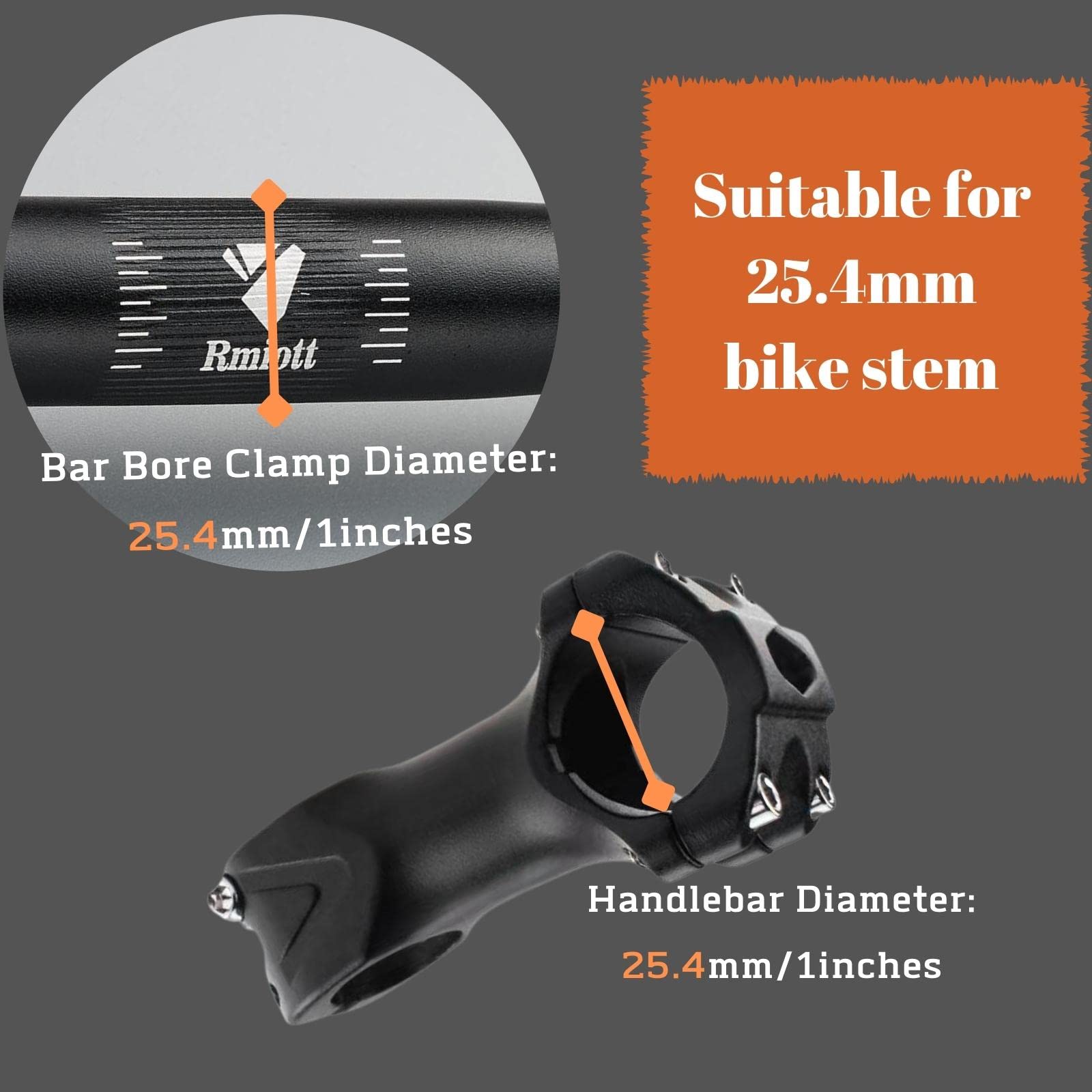 Rmiott 1 inch Rise 90mm Mountain Bike Handlebars Length 24.40inches/620mm Aluminum -Just Fits 25.4mm Stems- Rise 90mm Black