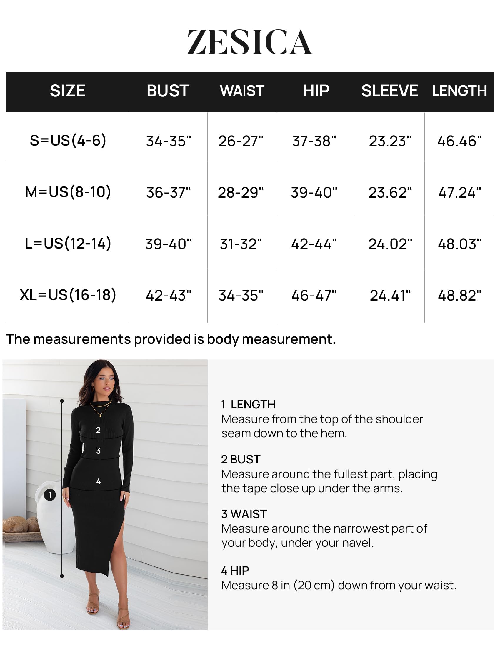 ZESICA Women's 2024 Ribbed Knit Dress Long Sleeve Mock Neck Slim Fit Side Slit Fall Elegant Sweater Dresses,Black,Medium