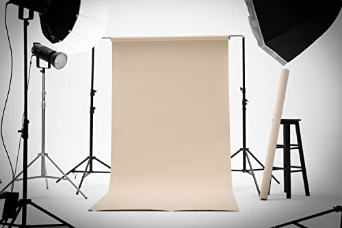 Kate Seamless Paper Backdrop for Photography Beige Cream Photo Backdrop Paper (53''x32.8' Ivorine)