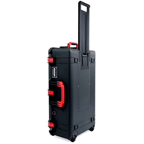 Pelican Color Case Black Pelican 1615 Air case with Red Handles & latches. Comes Empty & with Wheels.
