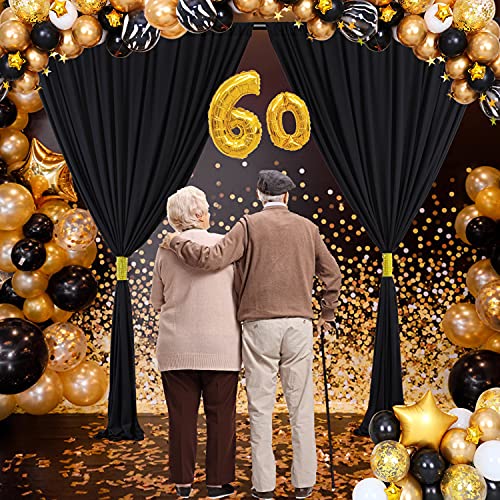 10ft x 7ft Black Backdrop Curtain for Parties Black Wrinkle Free Backdrop Drapes Panels for Birthday Party Wedding Photo Photography Polyester Fabric Background Decoration