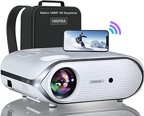 HD 1080P 4K Projector with WiFi and Bluetooth 2022 Upgraded 14000Lumen Outdoor Movie Projector 4P/4D Keystone Correction 50% Zoom Dolby PPT Projector 4K Compatible TV Stick iOS & Android Smartphone