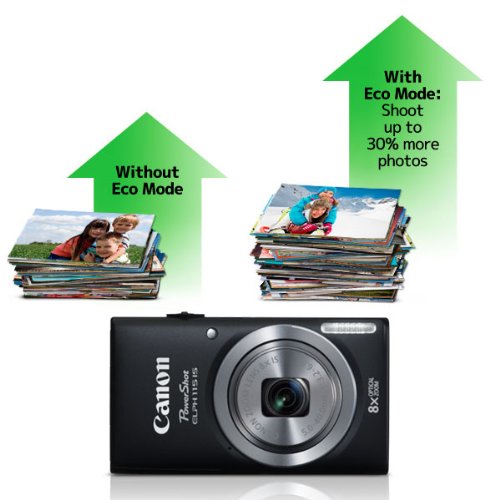 Canon PowerShot ELPH 115 is 16.0 MP Digital Camera with 8X Optical Zoom with a 28mm Wide-Angle Lens and 720p HD Video Recording (Black)
