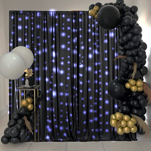 10ft x 7ft Black Backdrop Curtain for Parties Black Wrinkle Free Backdrop Drapes Panels for Birthday Party Wedding Photo Photography Polyester Fabric Background Decoration