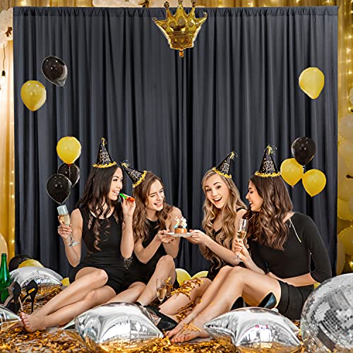 10ft x 7ft Black Backdrop Curtain for Parties Black Wrinkle Free Backdrop Drapes Panels for Birthday Party Wedding Photo Photography Polyester Fabric Background Decoration