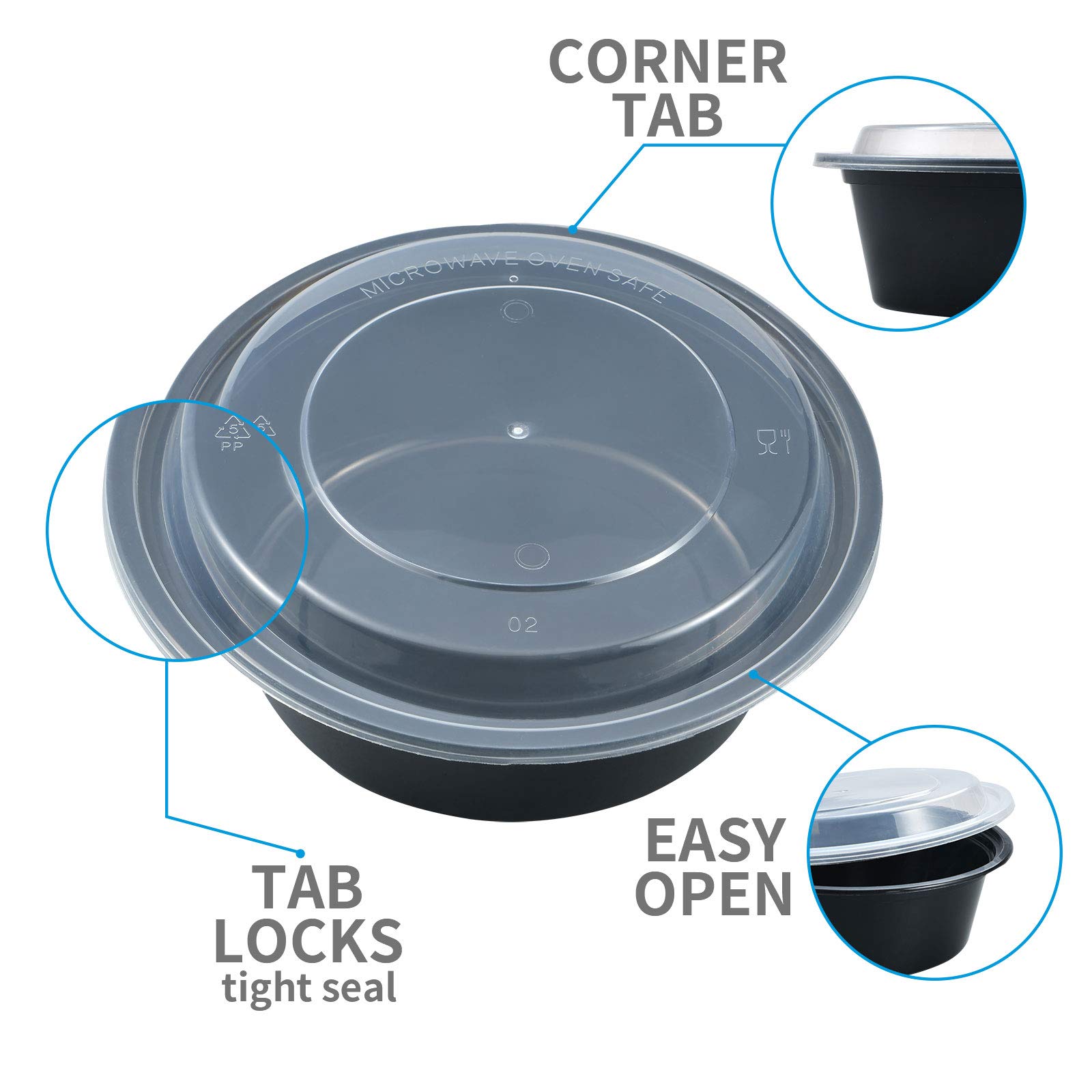 Plastic Meal Prep Containers, 30 Pack 32 oz, Reusable Food Storage Containers with Lids, Salad Container for lunch, Disposable Salad Bowls, Food Prep Bowls, Takeout Bento Box Freezer 10 Forks