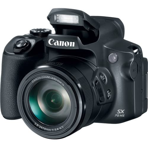 Canon PowerShot SX70 HS Digital Camera (3071C001), 64GB Card, Card Reader, Soft Bag, Flex Tripod, Hand Strap, Memory Card Holder, Cleaning Kit (International Model) (Renewed)