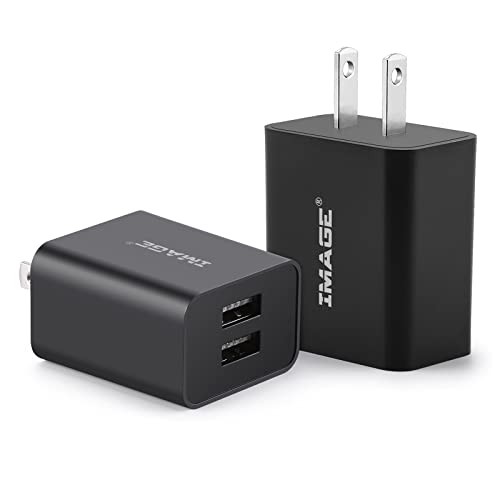 USB Charger, IMAGE 2 Packs USB Travel Charger with Dual Port, 5V/2A 10W Output Power, UL Approval Charger Adapter for Most USB Equipment