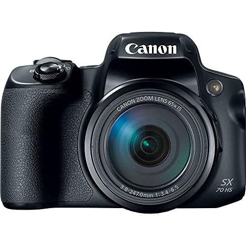 Canon PowerShot SX70 HS Digital Camera (3071C001), 64GB Card, Card Reader, Soft Bag, Flex Tripod, Hand Strap, Memory Card Holder, Cleaning Kit (International Model) (Renewed)