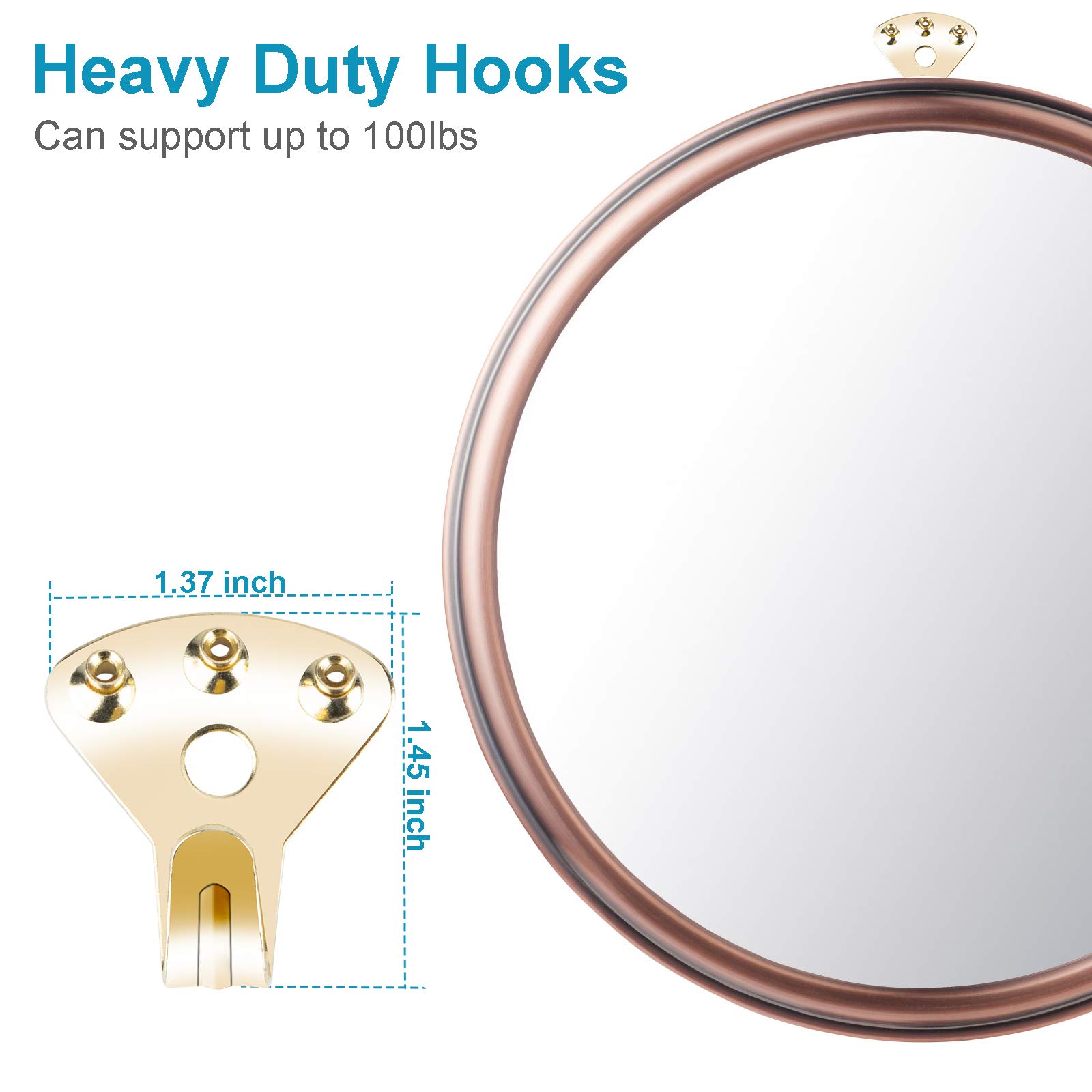 10Pcs Heavy Duty Picture Hangers with Nails, Kinxuanda Professional Picture Hanging Hooks Support up to 100lbs, Premium Hanging Hardware for Clock, Mirror, House Decoration